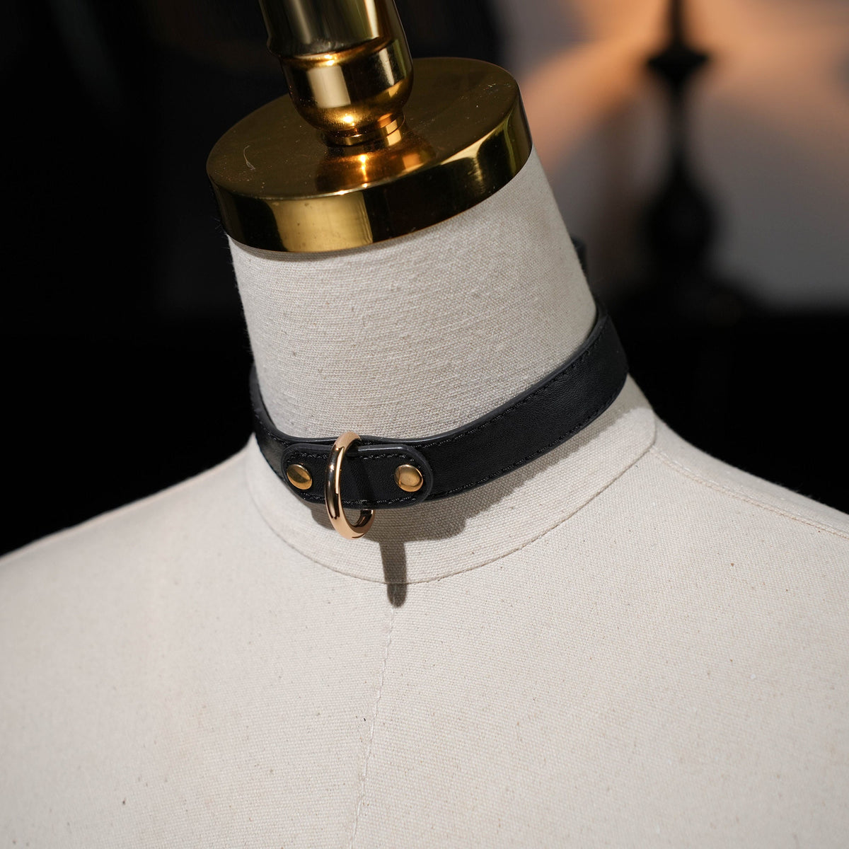 Black Leather Choker with D-Ring – MsoulStudio